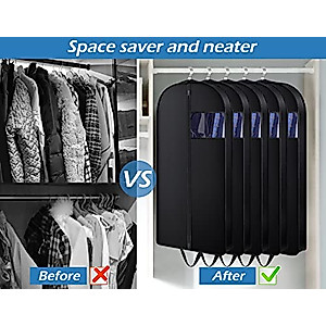 AOODA 43" Gusseted Suit Bags for Closet Storage Hanging Garment Bags for Men Travel Coat Clothes Cover with Handles (5 Packs)