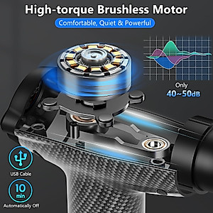 TOLOCO Massage Gun Deep Tissue, Back Massage Gun with 12 Heads, Percussion Massage Gun for Pain Relief, Gift for Mother Day & Father Gift, Dark Carbon