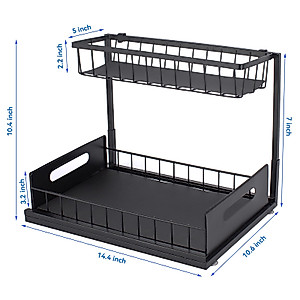 Mr Rabbi Under Sink Organizer and Storage, 2-Tier Pull Out Cabinet Organizer, Multi-use Sliding Shelf Under Cabinet Storage for Kitchen Bathroom Countertop Organizer