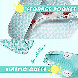 Little Dimsum Full Sleeved Feeding Bib 2 Pack,Baby & Toddler Waterproof Bib Apron,Food Protection Large Pocket Eating Smock 6-48 Months（L/Blue）