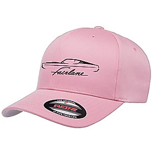 1968 1969 Ford Fairlane Fastback Outline Design Flexfit 6277 Athletic Baseball Fitted Hat Cap Pink L/XL