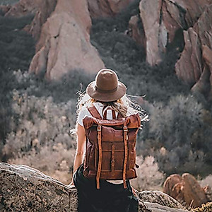 BERLINER BAGS Vintage Leather Backpack Leeds, Large Waterproof Bookbag for Men and Women - Brown (Brown XL)