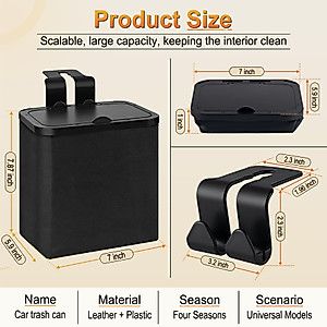 GaRhomxy Car Trash Can, PU Leather, 1.5 Gallon Capacity, Black Color, Foldable Design, Can Also Be Used As Storage Bag