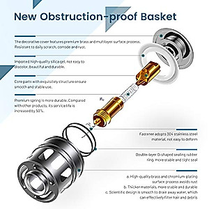 REGALMIX Pop Up Drain, Bathroom Faucet Vessel Vanity Sink Drain Stopper, Built-in Anti-Clogging Strainer, Polished Chrome with Overflow, Fits Standard American Drain Hole(1-1/2" to 1-3/4") R086H-CP…