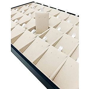 Premium Quality Dark Blue PU Leather Jewelry Tray Drawer Divider Closet Organizer Storage Display Stackable (Earrings)