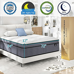 California King Mattress, Upgrade Strengthen 12 Inch Firm Hybrid Cal King Mattress in a Box, Mattress King Size With Memory Foam and Independent Pocket Springs, Strong Edge Support, Release Pressure