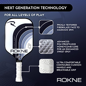 ROKNE Curve Classic Pickleball Paddle | USAPA Approved Fiberglass Pickleball Paddles | Elevate Your Game with Precision Engineering & Comfort | ProGrit Texture for Max Spin & Power | Paddle