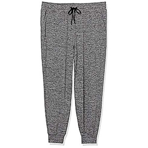 Amazon Essentials Women's Brushed Tech Stretch Jogger Pant (Available in Plus Size), Dark Grey Space Dye, Large