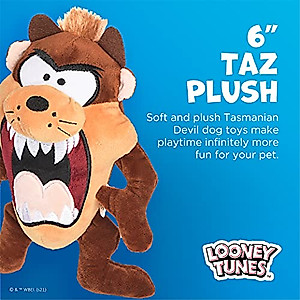 Looney Tunes for Pets Tasmanian Devil Taz Big Head Plush Dog Toy, Stuffed Animal for Dogs, Size Medium | 6-inch Dog Toy for All Dogs | Cute Squeak Toy for Dogs in Brown