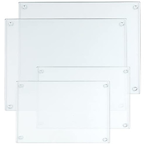 Hacaroa 4 Pack Tempered Glass Cutting Board with Rubber Feet, Rectangle Non-slip Chopping Board, Long Lasting Clear Glass Tray for Kitchen Countertop, Table, Shatter-Resistant, Heat-Resistant, 2 Size