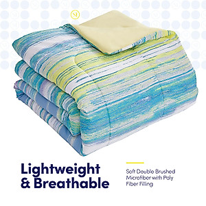 Sweet Home Collection 7 Piece Comforter Set Bag Solid Color All Season Soft Down Alternative Blanket & Luxurious Microfiber Bed Sheets, Sorento, Queen