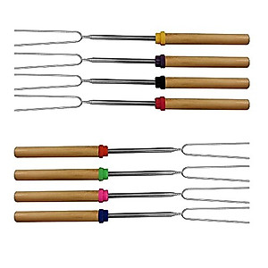 Jtshy Marshmallow Roasting Sticks,Marshmallow Sticks Kit Extending Roaster 32 Inch Set of 8 Telescoping Stainless Steel. Smores Skewers & Hot Dog Forks Kids Camping Campfire Fire Pit Accessories.