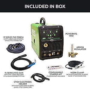 New 2022 PowerMTS 141Si MIG/TIG/Stick 140 Amp IGBT Welder 110v Input Voltage