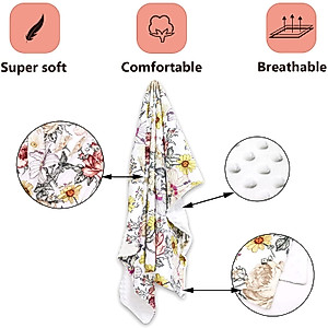 Floral Baby Blankets, Floral Minky Toddler Blanket for Boys Girls,Floral Nursing Pillow Cover, Breastfeeding Pillow Slipcover for Baby Girls, Soft Snug Fits On Newborn Feeding Pillow