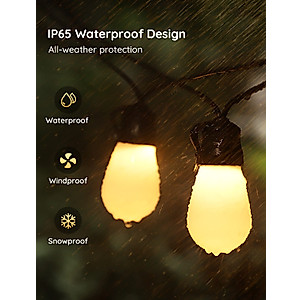 Govee Outdoor String Lights, 48ft Smart Outdoor String Lights with 15 Dimmable Warm White LED Bulbs, IP65 Waterproof Shatterproof Patio Lights for Dating, Party, Wedding, 70lm per Bulb