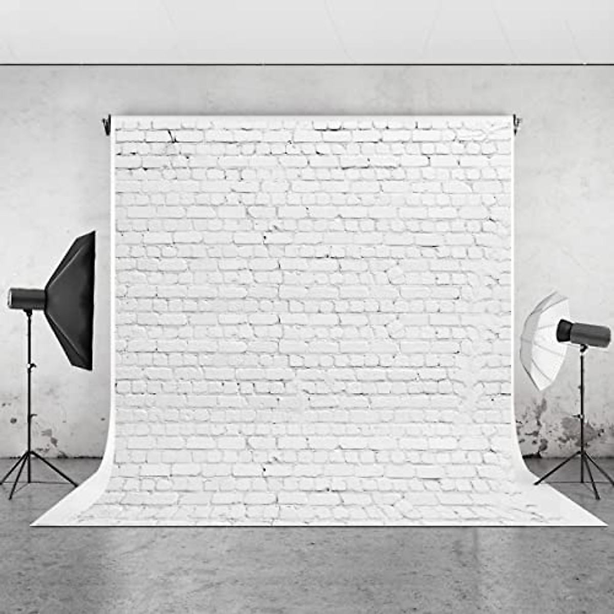 HUAYI 8x8ft Large White Grey Brick Wall Photography Backdrop Party Decoration Vinyl Video Models Background D-2504