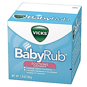 Vicks BabyRub, Non-Medicated Soothing Chest Rub Ointment with Eucalyptus, Rosemary, and Lavender to Soothe, Calm, and Relax Baby, For Babies Ages 3 Months, + 1.76 OZ