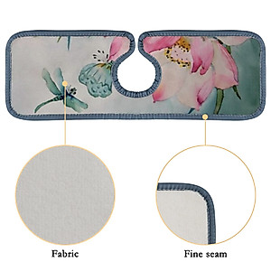 Kitchen Faucet Absorbent Mat 2 Pieces Watercolor Painting of Lotus Dragonfly Faucet Sink Splash Guard Bathroom Counter and RV,Faucet Counter Sink Water Stains Preventer
