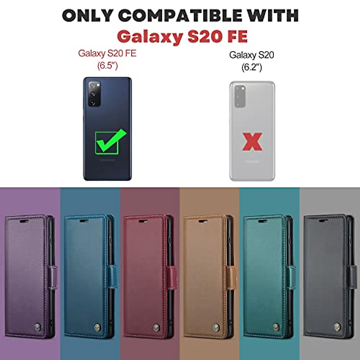 Samsung Galaxy S20 FE 5G Wallet Case,Magnetic Stand Flip Protective Leather Case Purse Style with RFID Blocking Card Holder Case Wallet for Samsung Galaxy S20 FE 5G 6.5 inch (Fashion Purple)