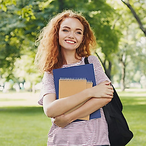 Songaa Spiral Notebook A5 4 Pack - Top Bound Hardcover Spiral Notebook Ruled Lined Journal Notebook Bulk, Kraft Paper Cover College Ruled Spiral Bound Notebook for Student Office School Supplies