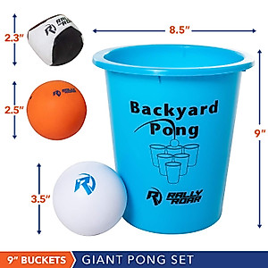 Rally and Roar Jumbo Premium Beer Pong Set - Includes 12 Durable 9" Tall Cups, 6 Balls, Carry Bag