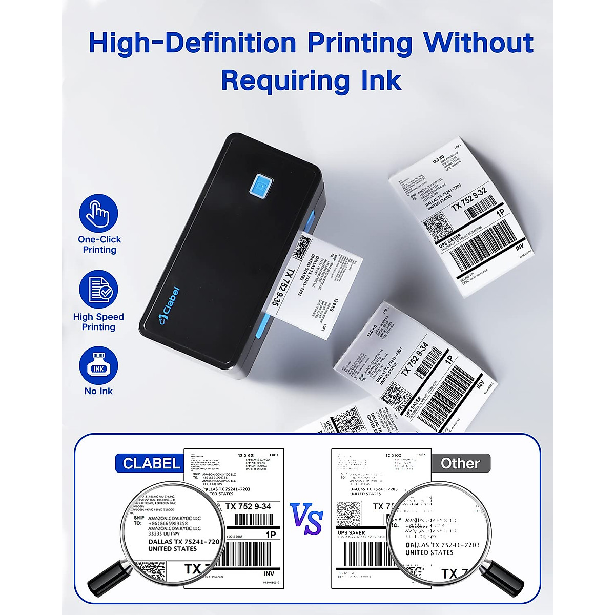 CLABEL Bluetooth Shipping Label Printer,4x6 Thermal Label Printer for Small Business Shipping Packages, Compatible with Amazon, Ebay, Etsy, Shopify, FedEx, UPS, etc, Support Windows,Mac CT428S