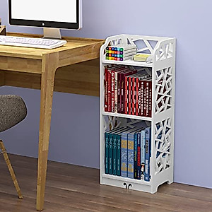 Rerii Small Bookshelf, Bookcase for Small Spaces, 3 Tier 2 Shelf Bookshelves Bookcases, Book Case Shelves for Kids Room, Living Room, Bedroom, Bathroom and Office, White