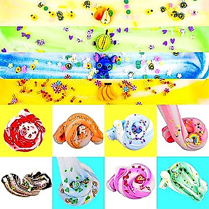 12 Pack Cloud Slime Kit, with 12 Colores Fluffy Slime Kit and Slime Fun Accessories, Soft and Non-Sticky, DIY Educational Stress Relief Toys for Girl and Boys, Birthday Gift