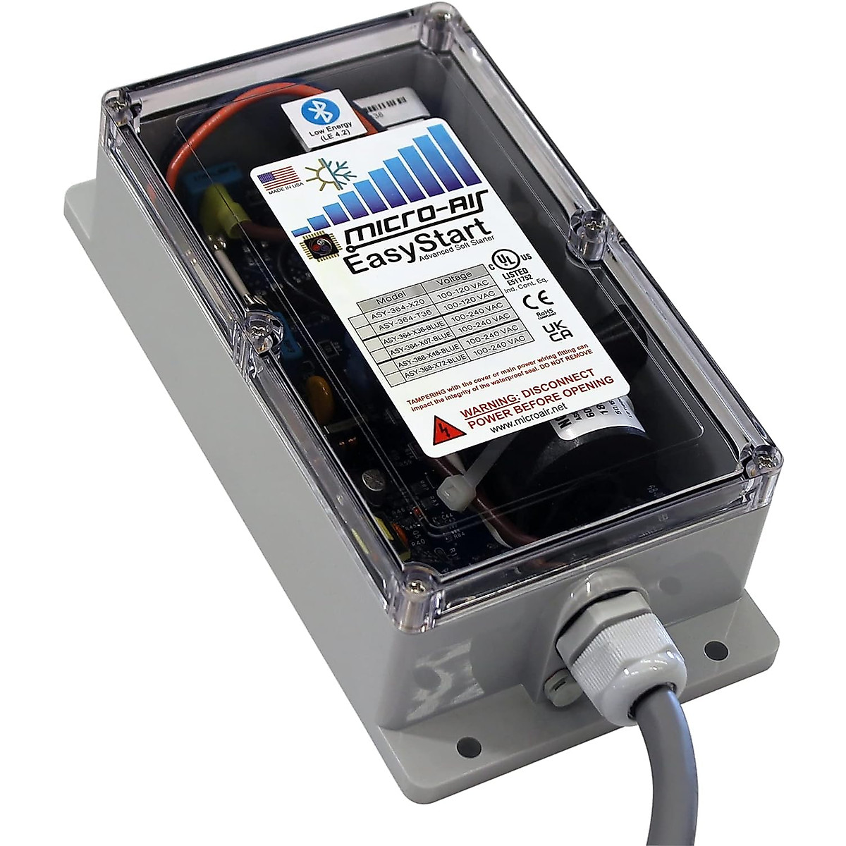 NEW BLUETOOTH MicroAir EasyStart 368 Soft Start Home Commercial (ASY-368-X48 BlueTooth), Air Conditioner Soft Start Works with Generator, Start Air Conditioners at Less Power, Home & Commercial Use