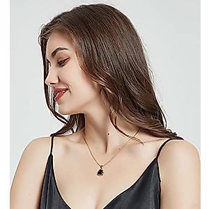 PEPELUALI 16" 18k Gold Handmade Vintage Black Onyx Pendant Necklace, Protection Gemstone Square Black Glaze Energy Healing Gemstone Pendant Necklace Jewelry, Inspirational Gifts for Women, Mom, Sister