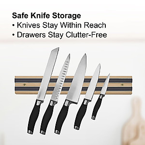 HIC Harold Import Co. HIC Magnetic Knife Holder and Tool Storage Bar, Wood, 12-Inches, 12 inch