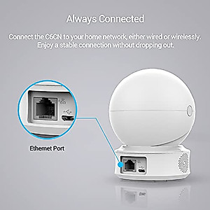 EZVIZ 2MP Indoor Pan/Tilt WiFi Security Camera, 360° Coverage, Auto Motion Tracking, Two-Way Talk, Clear 33ft Night Vision, Supports MicroSD Card (Sold Seperately)| C6CN
