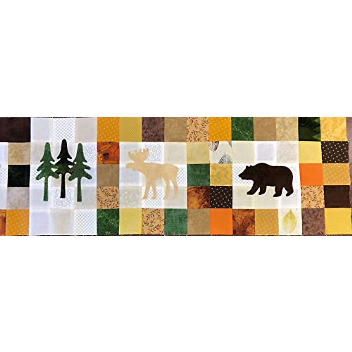 Autumn Table Runner Wall Hanging Kit - Fabric Charm Packs - 2.5-Inch Precut Fabric - Quilt Fabric - 100% Quilting Cotton - Quilting Fabrics - Cabin - Bear - Moose