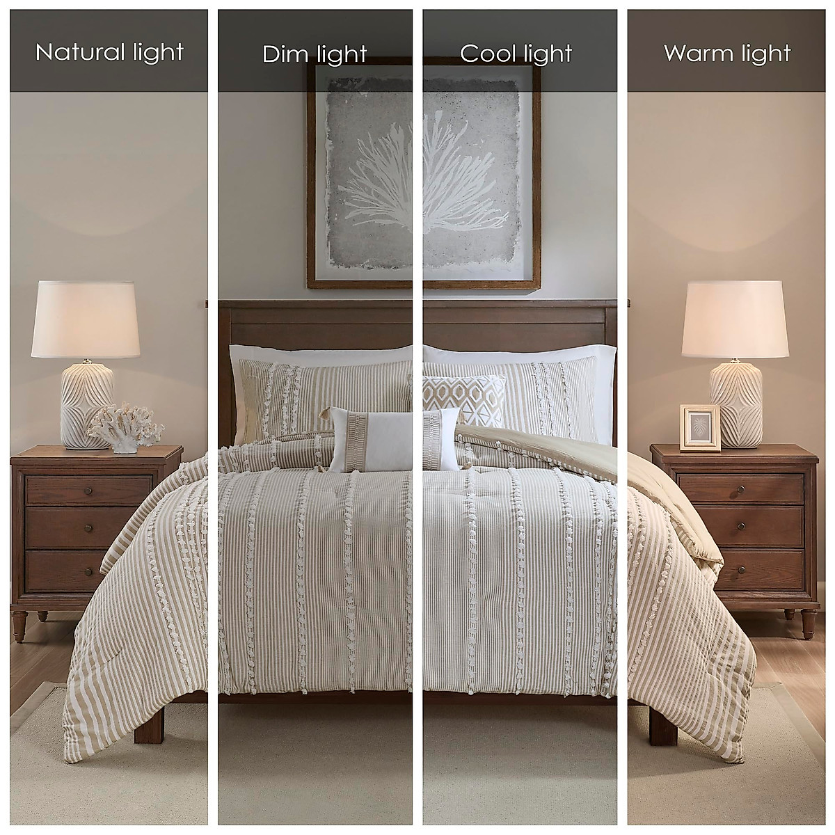 Harbor House 100% Cotton Duvet Set - Trendy Tufted Textured Design, All Season Cozy Bedding Modern Comforter Cover, Matching Shams, Anslee Pom Pom Taupe Queen(90"x90") 3 Piece