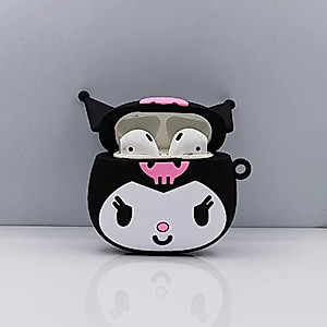 Cute Kurom Case for Airpods 2nd/1st, Soft Silicone Anime Designed Funny 3D Cartoon Character Airpods Case with Lanyard Keychain Protective Cover for Women Girls Teens Boys Air pods case