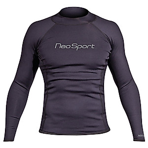 NeoSport Wetsuits Men's XSPAN Long Sleeve Shirt, Black, Small - Diving, Snorkeling & Wakeboarding