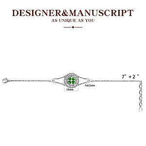 Shamrock Four Leaf Clover Bracelet for Women St Patricks Day Bracelet Sterling Silver Celtic Knot Irish Green 4 Leaf Clover Shamrock Bracelets Jewelry Charm Good Luck Gifts