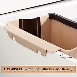 SheMarie Hanging Collapsible Trash Can - 9L Wall Mounted Foldable Waste Bin for Kitchen Cabinet Door - Quickly Clean Counter, Sink, Bathroom - RV, Car, Camping Folding Garbage Basket (Brown)