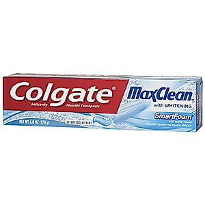 Colgate MaxClean SmartFoam with Whitening Toothpaste, Effervescent Mint 6 oz (Pack of 2)