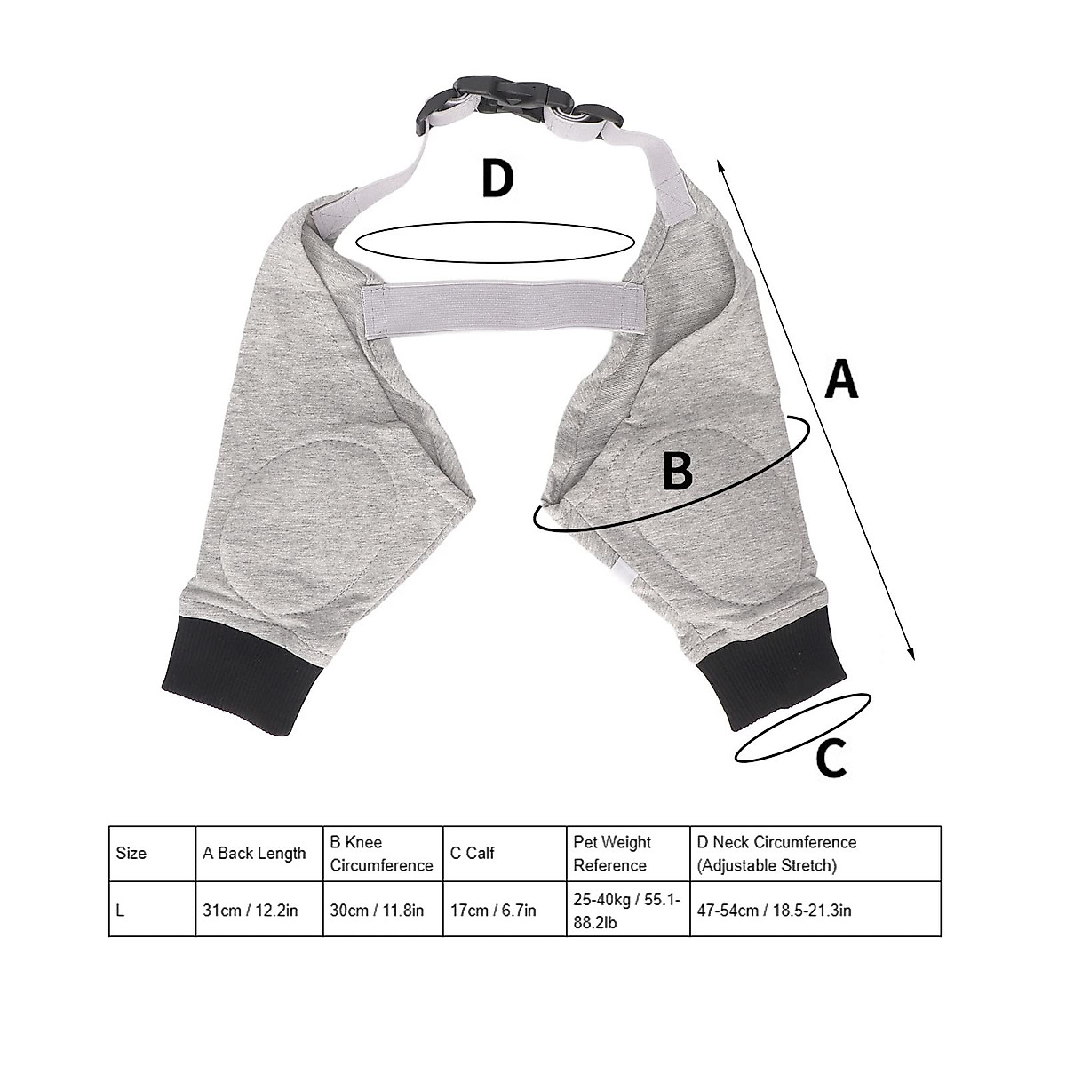 Dog Leg Joint Sleeve, Joint Warming Pet Recovery Sleeve Soft Padded Dog Elbow Protector for Small Medium Large Dogs (L)