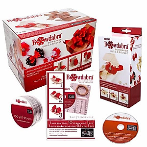 Bowdabra Combo Pack Bow Maker for Ribbon for Wreaths (Set of 4 Tools), Art Supplies Craft Kit Set, Bows for Crafts Wedding Decor, Arts and Crafts for Adults - Wreath Making Supplies Kit, Gray