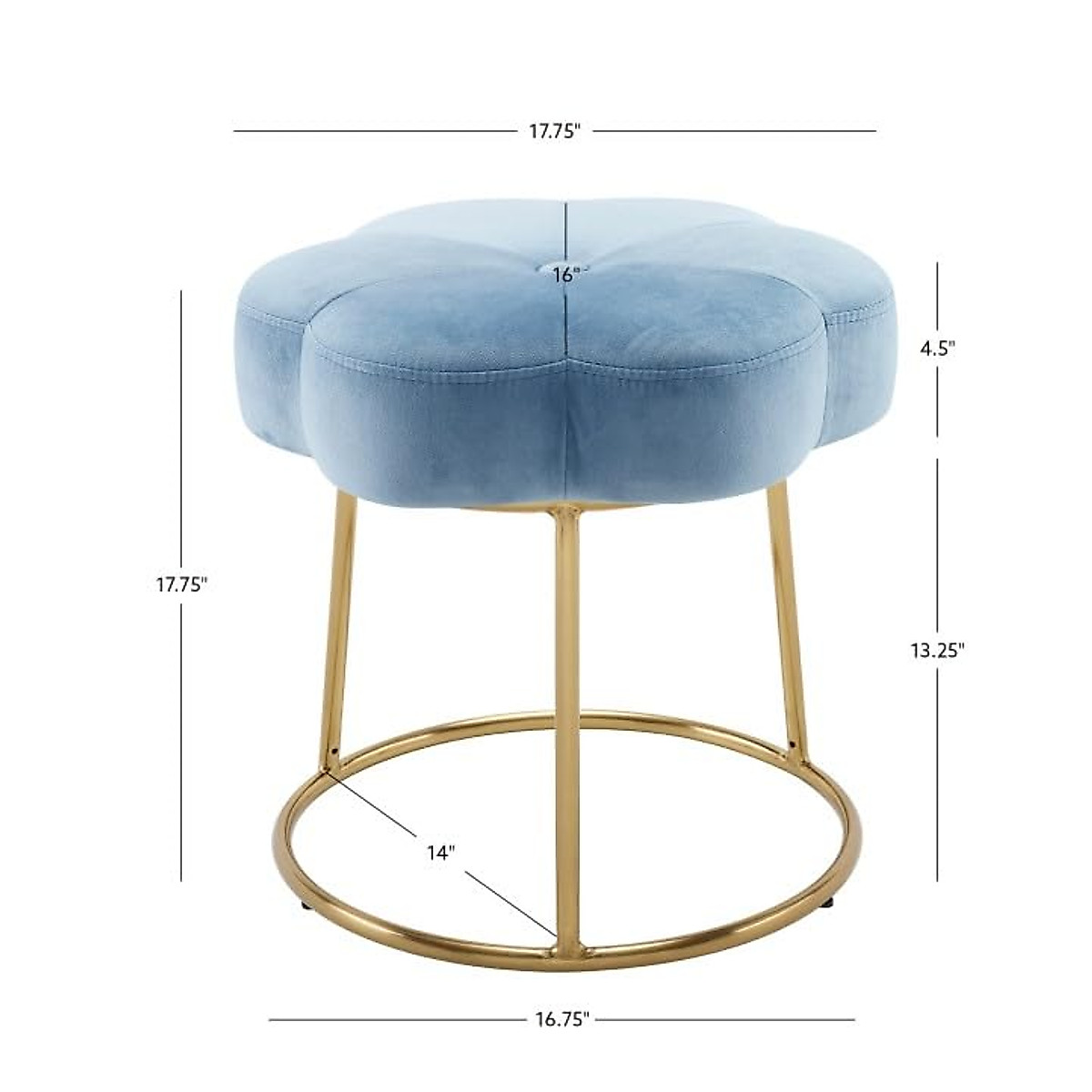 Linon Light Blue and Gold Vanity and Accent Talulah Stool