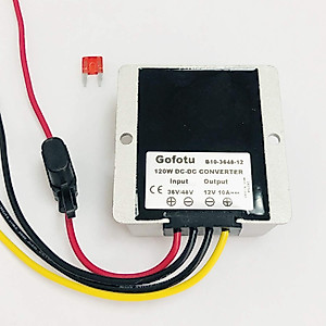 Gofotu DC-DC 48V to 12V 10A Golf CART Voltage Reducer Converter 120W Power Regulator with Fuse