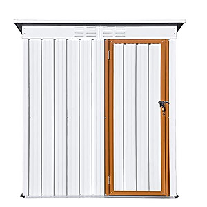 5 X 3 Ft Outdoor Storage Shed, US Stock Galvanized Metal Garden Shed with Lockable Doors, Tool Storage Shed, for Patio Lawn Backyard Trash Cans