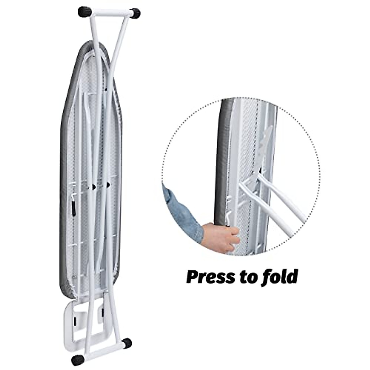 ALIMORDEN Space Saver Ironing Board 36" X 12" with Smart Hanger Adjustable Height 23.8"-30.7" Easy Storage, Padded Top Lightweight for Home Laundry Room Use Grey