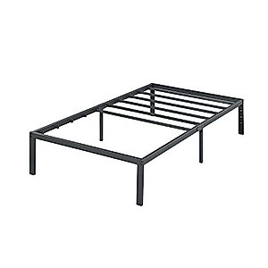 PrimaSleep 14 inch Dura Metal Steel Slate Bed Frame/Noise Free, , Twin, Black