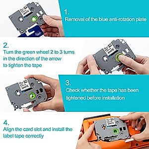 Compatible with Brother TZe-231 & Color Laminated P-Touch Label Maker Tape, 0.47 Inch (12mm) x 26.2 Feet, Black on White & Clear/White/Red/Blue/Yellow/Green (6+6 Pack)