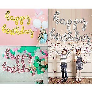 Envizins Custom Cursive Script Lowercase Gold, Rose Gold, Silver 16 inch Letter Foil Balloons, You Could Personalize a Phrase/Word/Number/Banner/Name. Straw and 32' Roll Ribbon Included