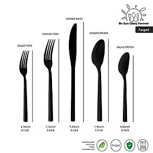 Cubic Black 20-Piece Silverware Set, 18/10 Forged Stainless Steel Flatware, Mirror Polished Modern Cutlery Set, Service for 4, Dishwasher Safe