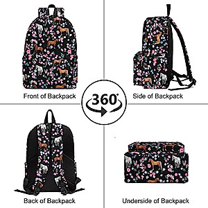 Horse Backpacks for Girls, 17 Inch School Backpack, Lightweight Bookbags for Girls, Large Capacity Book Bags for Kids, Casual Daypack with 15 Inch Laptop Compartment for College, Office or Travel